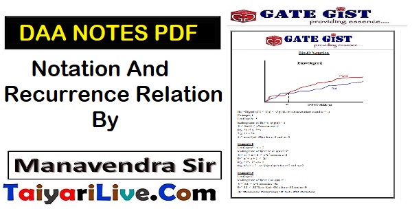 Notation And Recurrence Relation by Manavendra Sir Notes PDF Notation And Recurrence Relation by Manavendra Sir Notes PDF